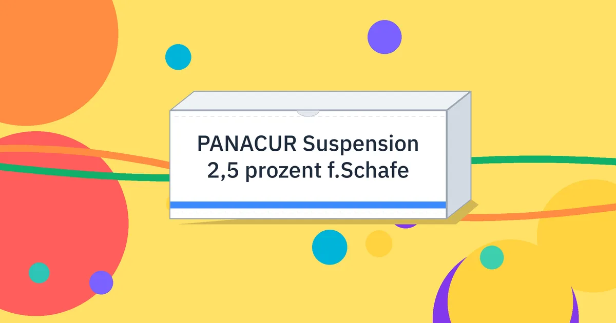 Symbolbild: Packung mit der Aufschrift PANACUR Suspension 2,5 prozent f.Schafe (PZN 01876177) – Verfügbarkeit und Bezug in Apotheken in Frankfurt am Main