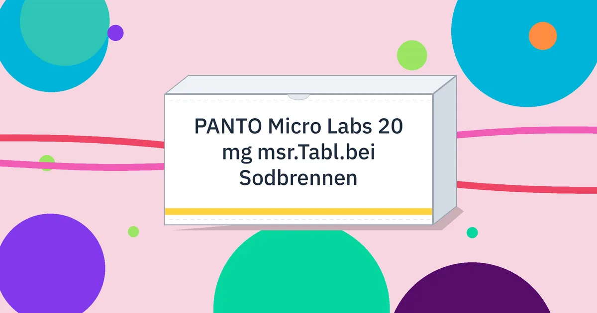 Symbolbild: Packung mit der Aufschrift PANTO Micro Labs 20 mg msr.Tabl.bei Sodbrennen (PZN 18203637) – Verfügbarkeit und Bezug in Apotheken in Frankfurt am Main