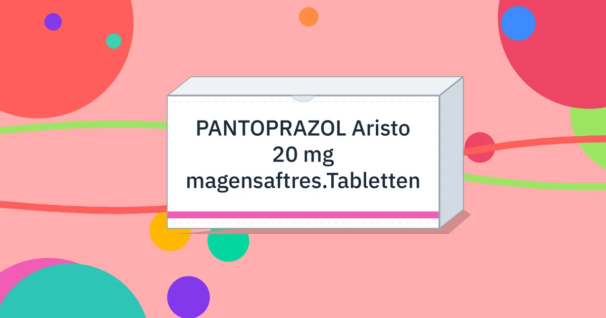 Symbolbild: Packung mit der Aufschrift PANTOPRAZOL Aristo 20 mg magensaftres.Tabletten (PZN 02129376) – Verfügbarkeit und Bezug in Apotheken in Frankfurt am Main