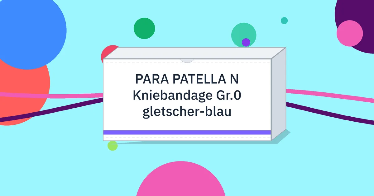 Symbolbild: Packung mit der Aufschrift PARA PATELLA N Kniebandage Gr.0 gletscher-blau (PZN 10003347) – Verfügbarkeit und Bezug in Apotheken in Frankfurt am Main