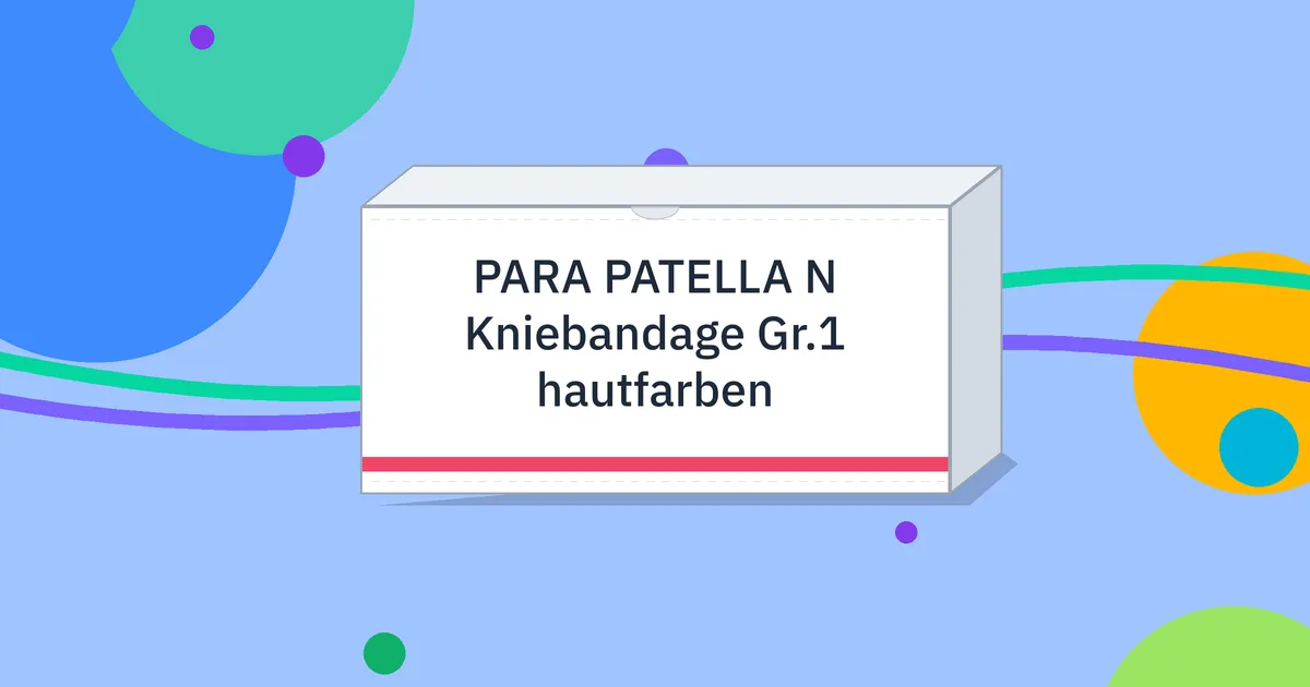 Symbolbild: Packung mit der Aufschrift PARA PATELLA N Kniebandage Gr.1 hautfarben (PZN 10003442) – Verfügbarkeit und Bezug in Apotheken in Frankfurt am Main