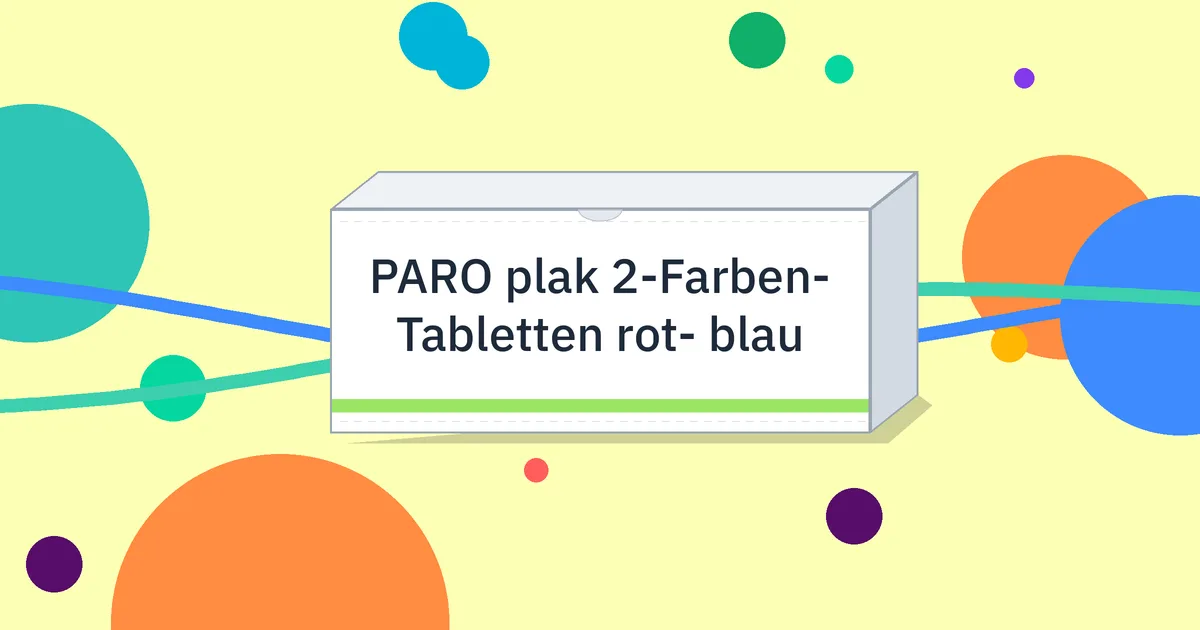 Symbolbild: Packung mit der Aufschrift PARO plak 2-Farben-Tabletten rot- blau (PZN 17373283) – Verfügbarkeit und Bezug in Apotheken in Frankfurt am Main