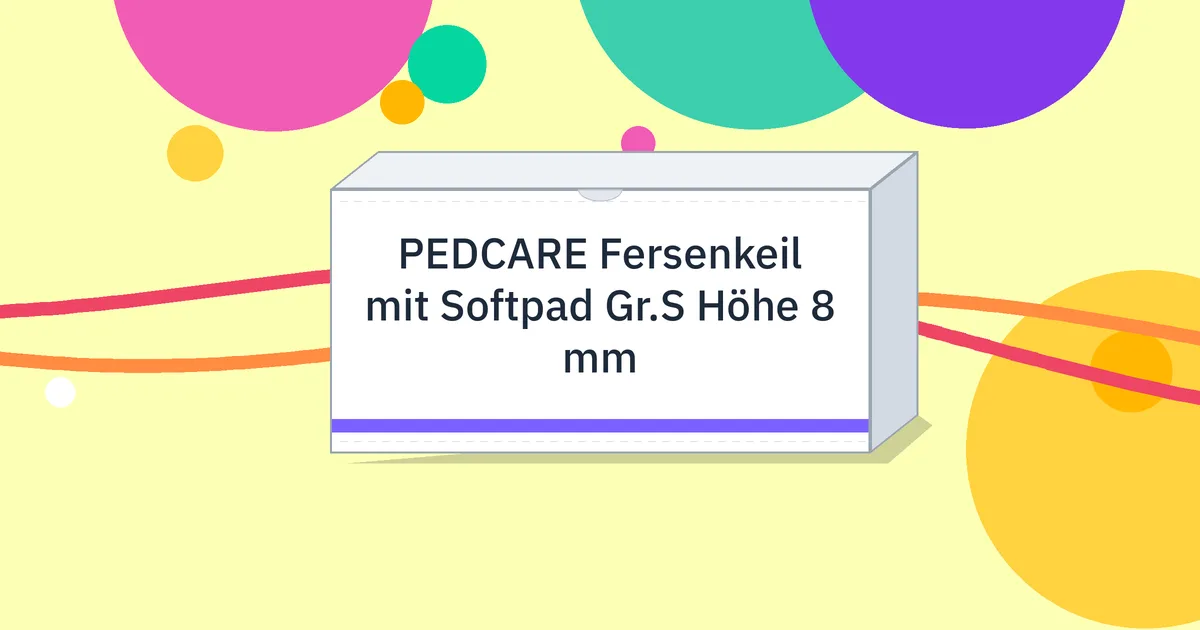 Symbolbild: Packung mit der Aufschrift PEDCARE Fersenkeil mit Softpad Gr.S Höhe 8 mm (PZN 13964254) – Verfügbarkeit und Bezug in Apotheken in Frankfurt am Main