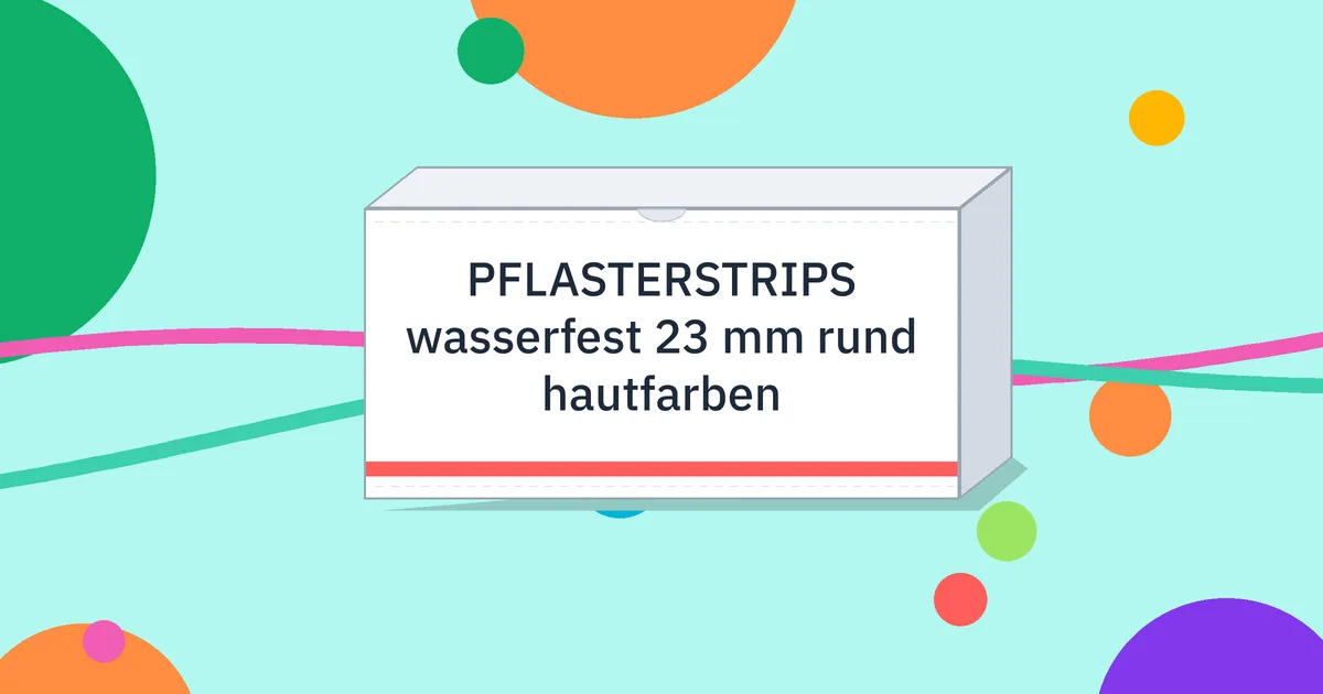Symbolbild: Packung mit der Aufschrift PFLASTERSTRIPS wasserfest 23 mm rund hautfarben (PZN 00973062) – Verfügbarkeit und Bezug in Apotheken in Frankfurt am Main