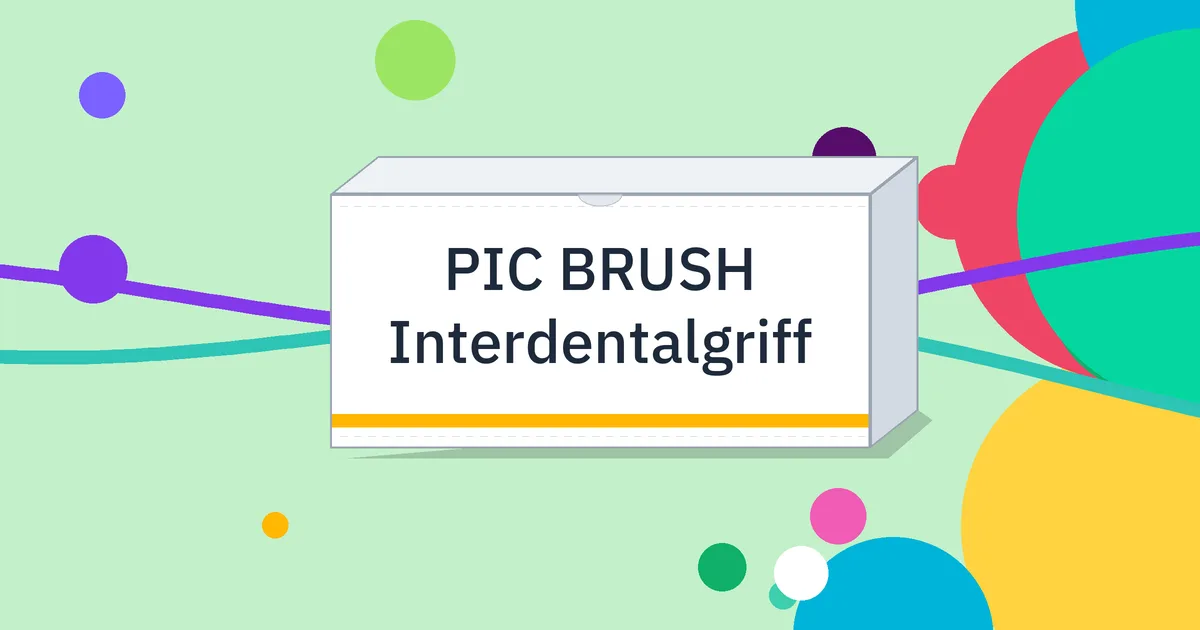 Symbolbild: Packung mit der Aufschrift PIC BRUSH Interdentalgriff (PZN 07391191) – Verfügbarkeit und Bezug in Apotheken in Frankfurt am Main