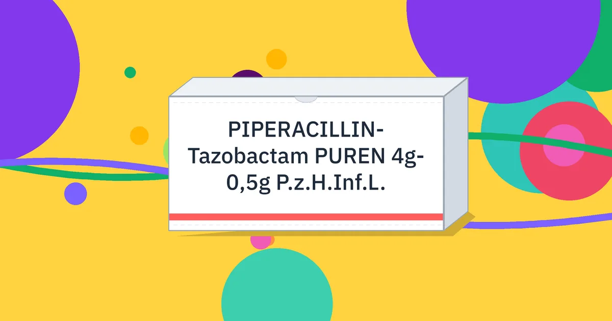 Symbolbild: Packung mit der Aufschrift PIPERACILLIN-Tazobactam PUREN 4g-0,5g P.z.H.Inf.L. (PZN 13814282) – Verfügbarkeit und Bezug in Apotheken in Frankfurt am Main