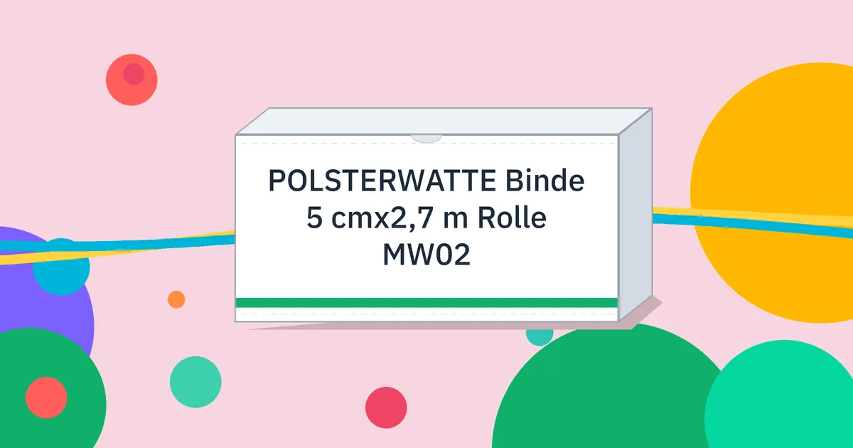 Symbolbild: Packung mit der Aufschrift POLSTERWATTE Binde 5 cmx2,7 m Rolle MW02 (PZN 03198391) – Verfügbarkeit und Bezug in Apotheken in Frankfurt am Main