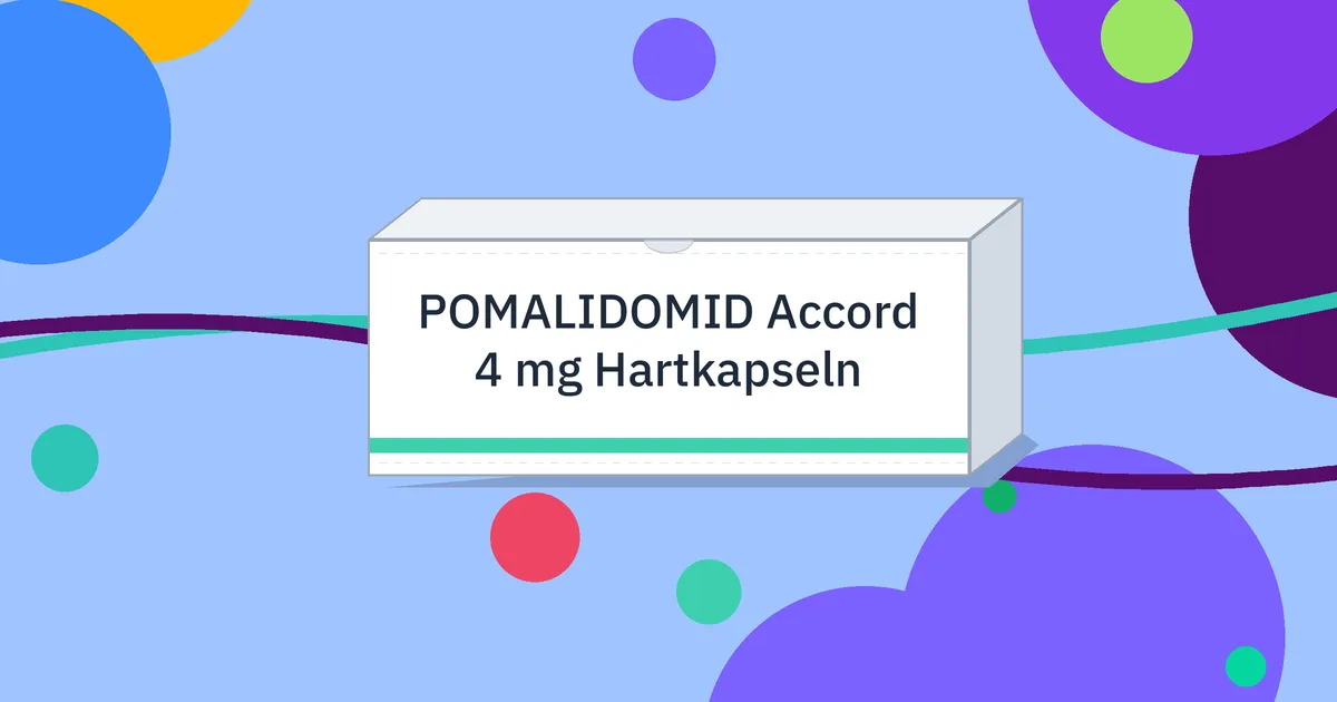 Symbolbild: Packung mit der Aufschrift POMALIDOMID Accord 4 mg Hartkapseln (PZN 19633512) – Verfügbarkeit und Bezug in Apotheken in Frankfurt am Main