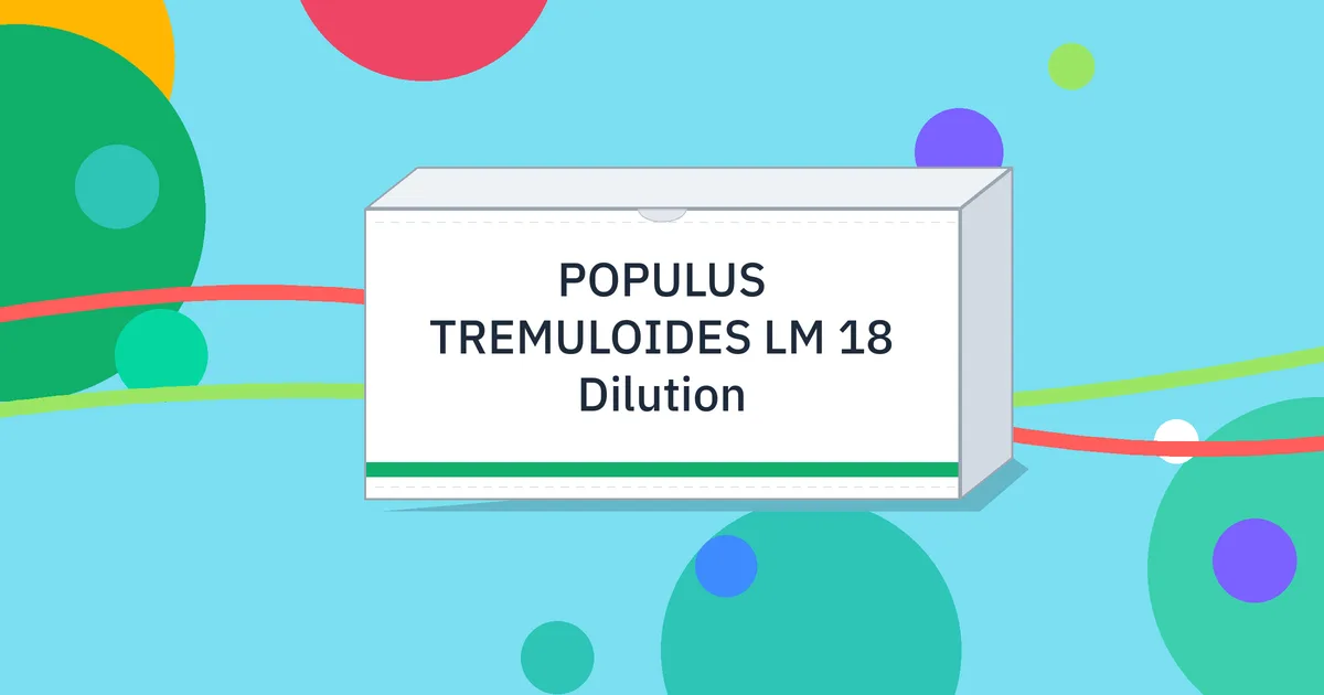 Symbolbild: Packung mit der Aufschrift POPULUS TREMULOIDES LM 18 Dilution (PZN 13664813) – Verfügbarkeit und Bezug in Apotheken in Frankfurt am Main