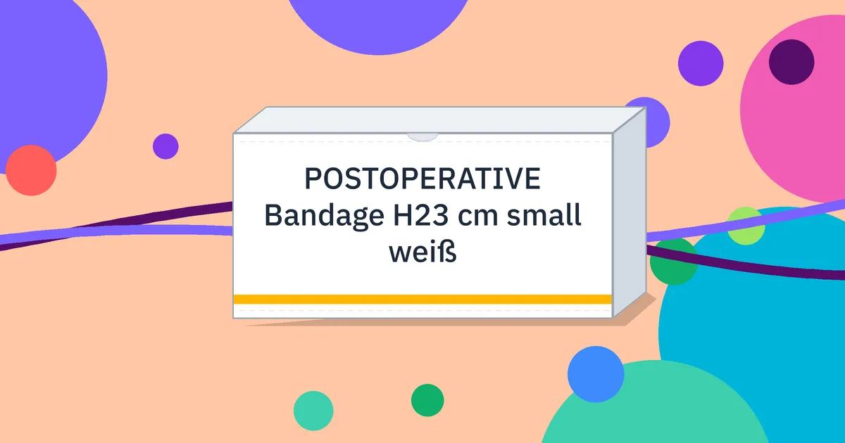 Symbolbild: Packung mit der Aufschrift POSTOPERATIVE Bandage H23 cm small weiß (PZN 09109000) – Verfügbarkeit und Bezug in Apotheken in Frankfurt am Main