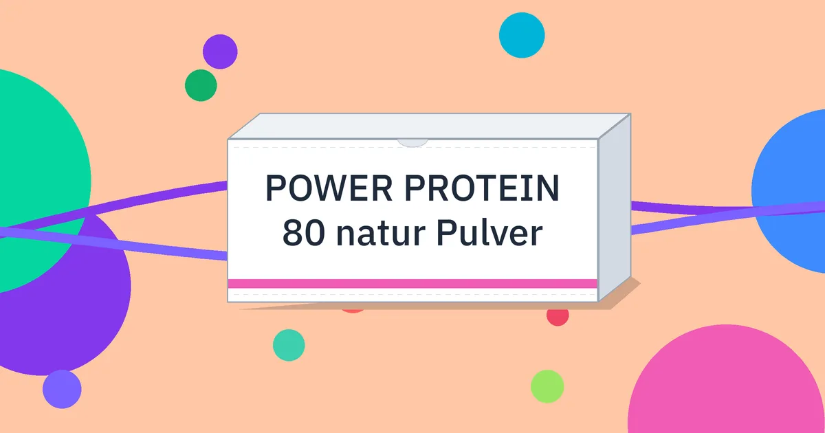 Symbolbild: Packung mit der Aufschrift POWER PROTEIN 80 natur Pulver (PZN 18055869) – Verfügbarkeit und Bezug in Apotheken in Frankfurt am Main