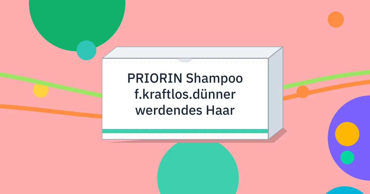 Symbolbild: Packung mit der Aufschrift PRIORIN Shampoo f.kraftlos.dünner werdendes Haar (PZN 11072480) – Verfügbarkeit und Bezug in Apotheken in Frankfurt am Main