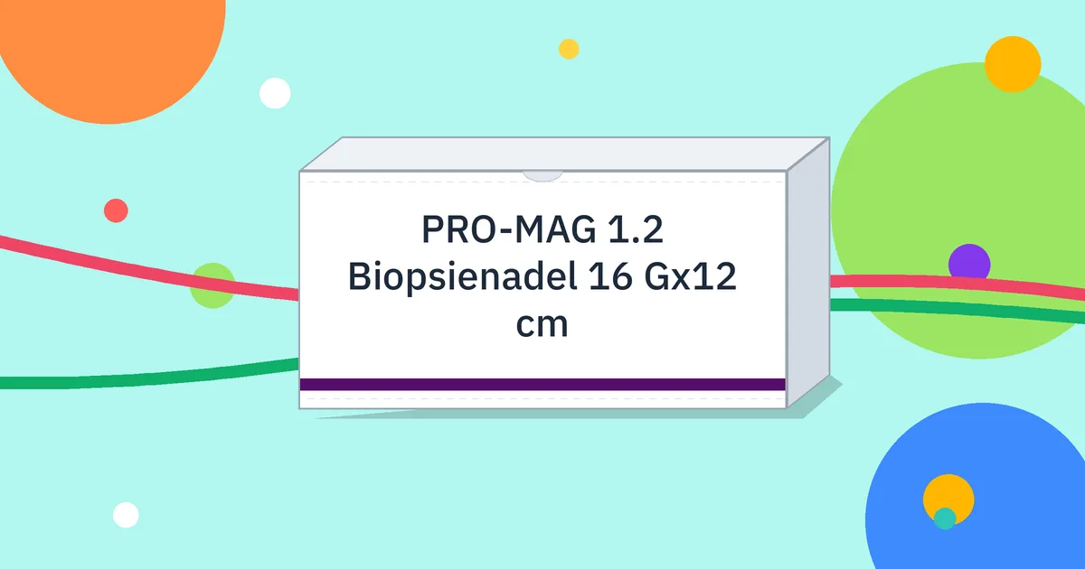 Symbolbild: Packung mit der Aufschrift PRO-MAG 1.2 Biopsienadel 16 Gx12 cm (PZN 06768185) – Verfügbarkeit und Bezug in Apotheken in Frankfurt am Main