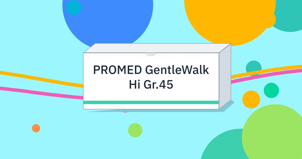Symbolbild: Packung mit der Aufschrift PROMED GentleWalk Hi Gr.45 (PZN 07294594) – Verfügbarkeit und Bezug in Apotheken in Frankfurt am Main