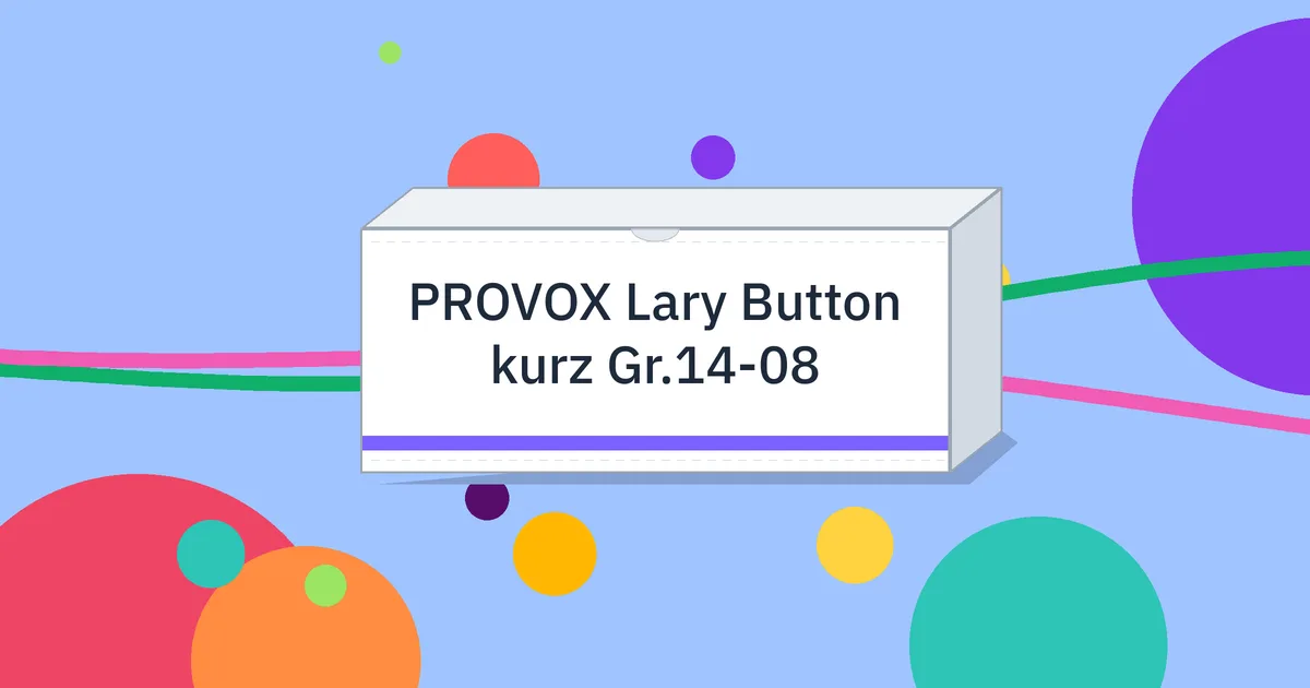Symbolbild: Packung mit der Aufschrift PROVOX Lary Button kurz Gr.14-08 (PZN 06996118) – Verfügbarkeit und Bezug in Apotheken in Frankfurt am Main