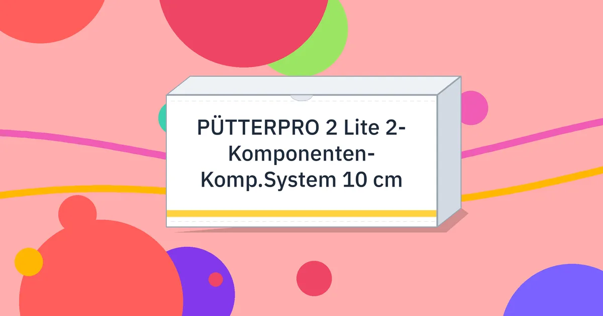 Symbolbild: Packung mit der Aufschrift PÜTTERPRO 2 Lite 2-Komponenten-Komp.System 10 cm (PZN 18470019) – Verfügbarkeit und Bezug in Apotheken in Frankfurt am Main