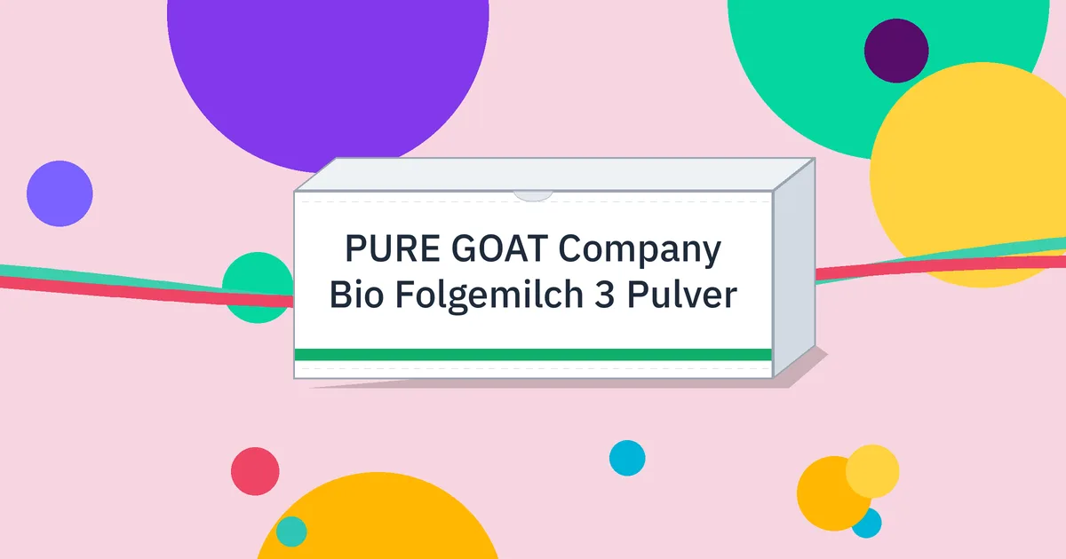 Symbolbild: Packung mit der Aufschrift PURE GOAT Company Bio Folgemilch 3 Pulver (PZN 18653990) – Verfügbarkeit und Bezug in Apotheken in Frankfurt am Main