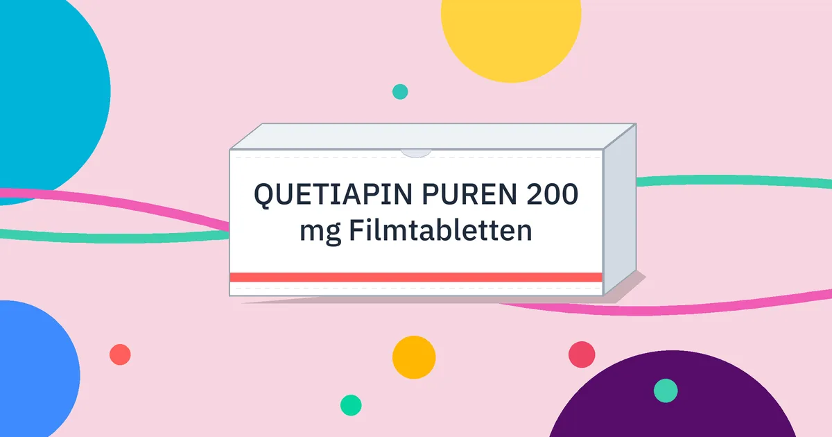 Symbolbild: Packung mit der Aufschrift QUETIAPIN PUREN 200 mg Filmtabletten (PZN 18428543) – Verfügbarkeit und Bezug in Apotheken in Frankfurt am Main