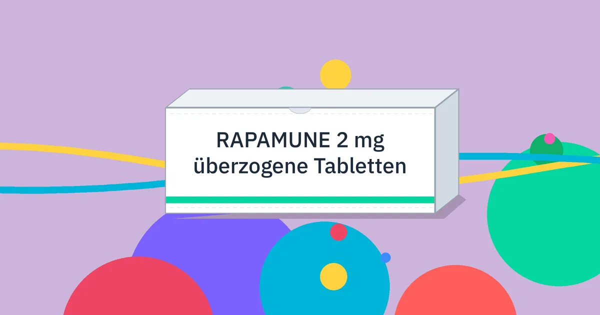 Symbolbild: Packung mit der Aufschrift RAPAMUNE 2 mg überzogene Tabletten (PZN 02701439) – Verfügbarkeit und Bezug in Apotheken in Frankfurt am Main