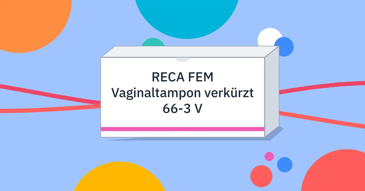 Symbolbild: Packung mit der Aufschrift RECA FEM Vaginaltampon verkürzt 66-3 V (PZN 09175936) – Verfügbarkeit und Bezug in Apotheken in Frankfurt am Main