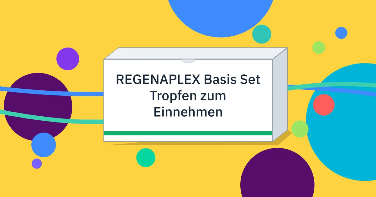Symbolbild: Packung mit der Aufschrift REGENAPLEX Basis Set Tropfen zum Einnehmen (PZN 12773859) – Verfügbarkeit und Bezug in Apotheken in Frankfurt am Main