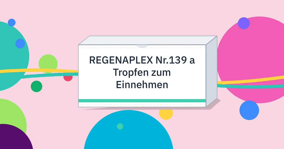 Symbolbild: Packung mit der Aufschrift REGENAPLEX Nr.139 a Tropfen zum Einnehmen (PZN 06621051) – Verfügbarkeit und Bezug in Apotheken in Frankfurt am Main