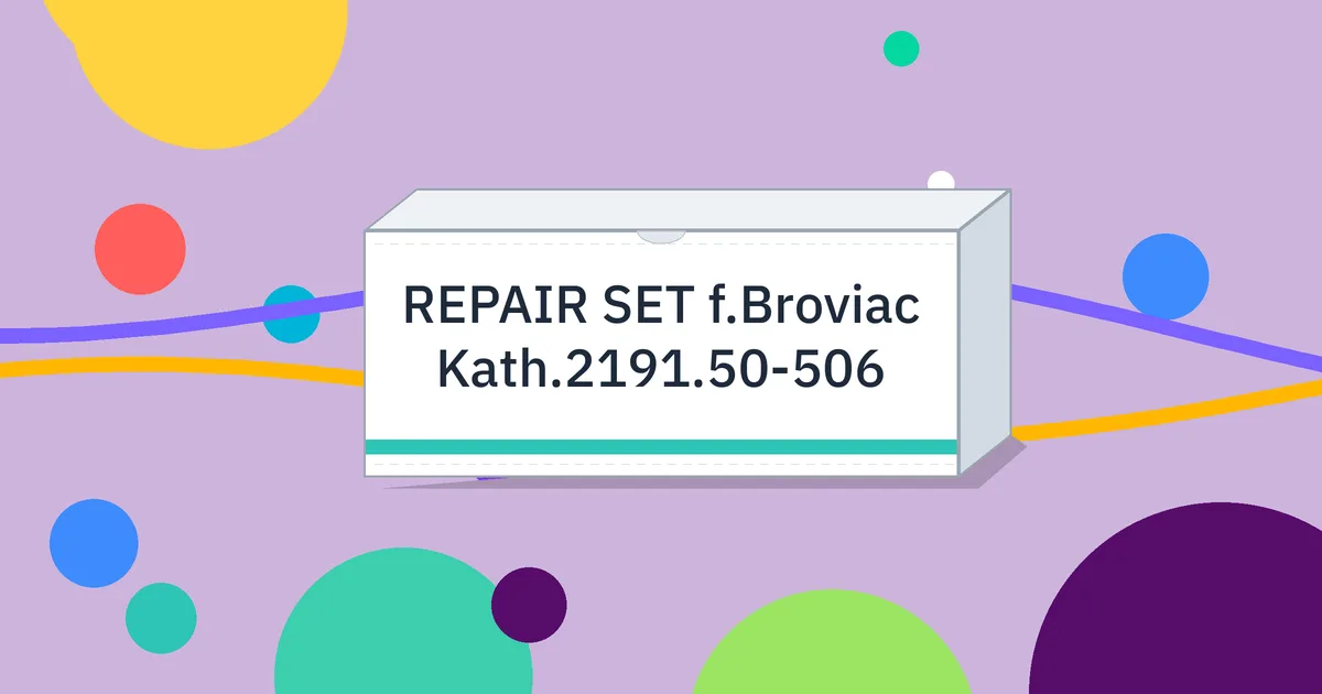 Symbolbild: Packung mit der Aufschrift REPAIR SET f.Broviac Kath.2191.50-506 (PZN 09398398) – Verfügbarkeit und Bezug in Apotheken in Frankfurt am Main