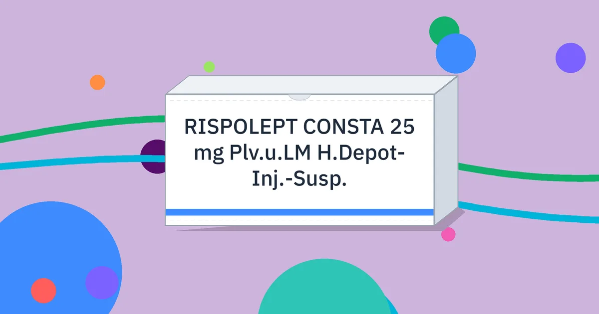 Symbolbild: Packung mit der Aufschrift RISPOLEPT CONSTA 25 mg Plv.u.LM H.Depot-Inj.-Susp. (PZN 11344990) – Verfügbarkeit und Bezug in Apotheken in Frankfurt am Main