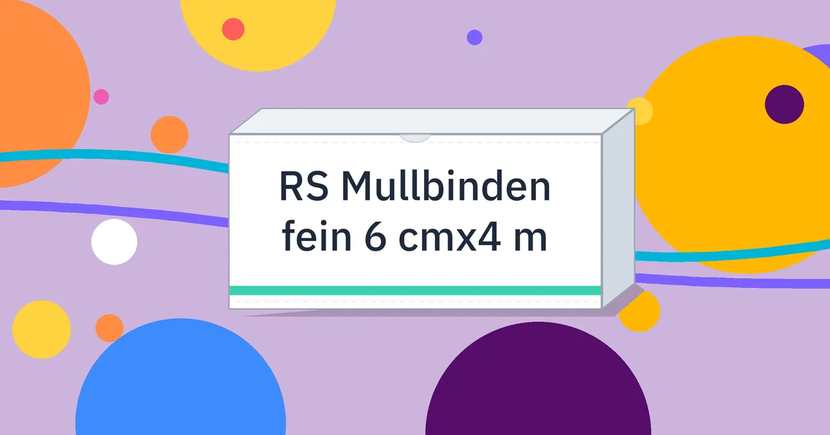 Symbolbild: Packung mit der Aufschrift RS Mullbinden fein 6 cmx4 m (PZN 02954488) – Verfügbarkeit und Bezug in Apotheken in Frankfurt am Main
