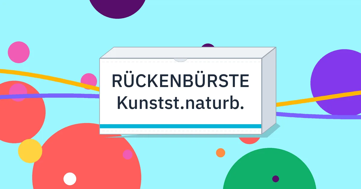 Symbolbild: Packung mit der Aufschrift RÜCKENBÜRSTE Kunstst.naturb. (PZN 01727164) – Verfügbarkeit und Bezug in Apotheken in Frankfurt am Main