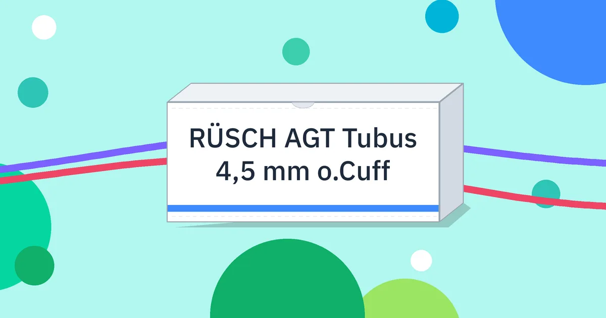 Symbolbild: Packung mit der Aufschrift RÜSCH AGT Tubus 4,5 mm o.Cuff (PZN 06636331) – Verfügbarkeit und Bezug in Apotheken in Frankfurt am Main