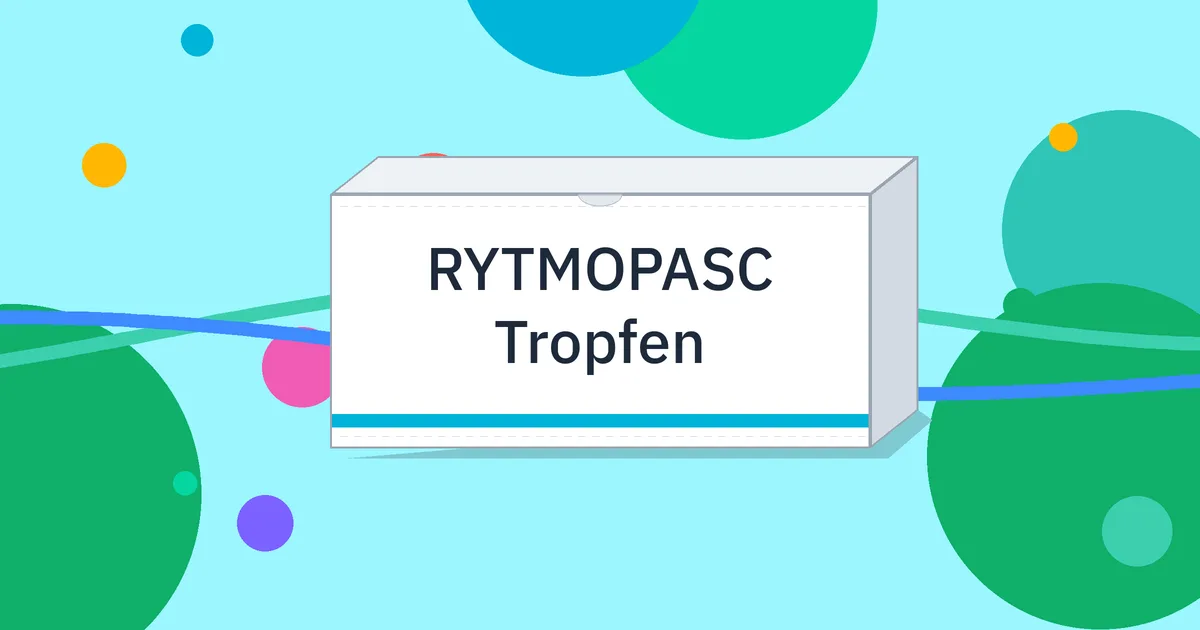 Symbolbild: Packung mit der Aufschrift RYTMOPASC Tropfen (PZN 00994070) – Verfügbarkeit und Bezug in Apotheken in Frankfurt am Main