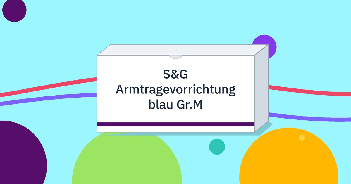 Symbolbild: Packung mit der Aufschrift S&G Armtragevorrichtung blau Gr.M (PZN 05043936) – Verfügbarkeit und Bezug in Apotheken in Frankfurt am Main