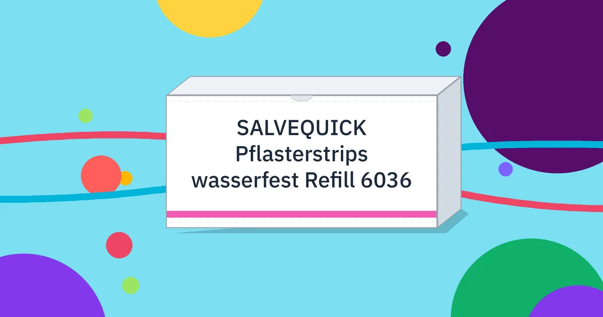 Symbolbild: Packung mit der Aufschrift SALVEQUICK Pflasterstrips wasserfest Refill 6036 (PZN 03071383) – Verfügbarkeit und Bezug in Apotheken in Frankfurt am Main