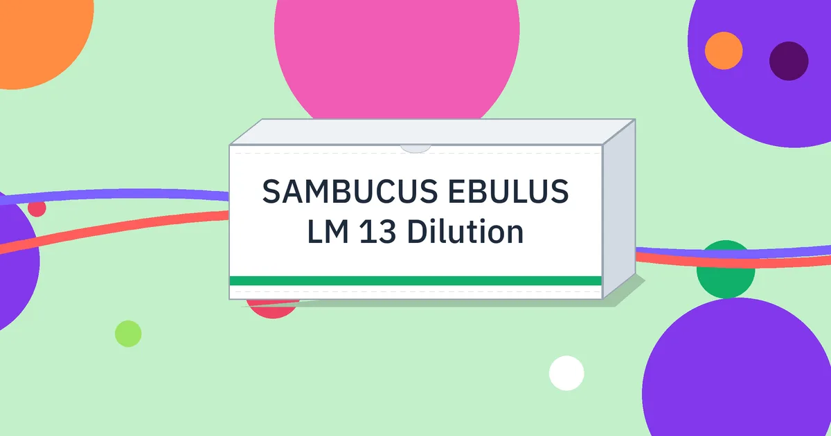 Symbolbild: Packung mit der Aufschrift SAMBUCUS EBULUS LM 13 Dilution (PZN 13180452) – Verfügbarkeit und Bezug in Apotheken in Frankfurt am Main