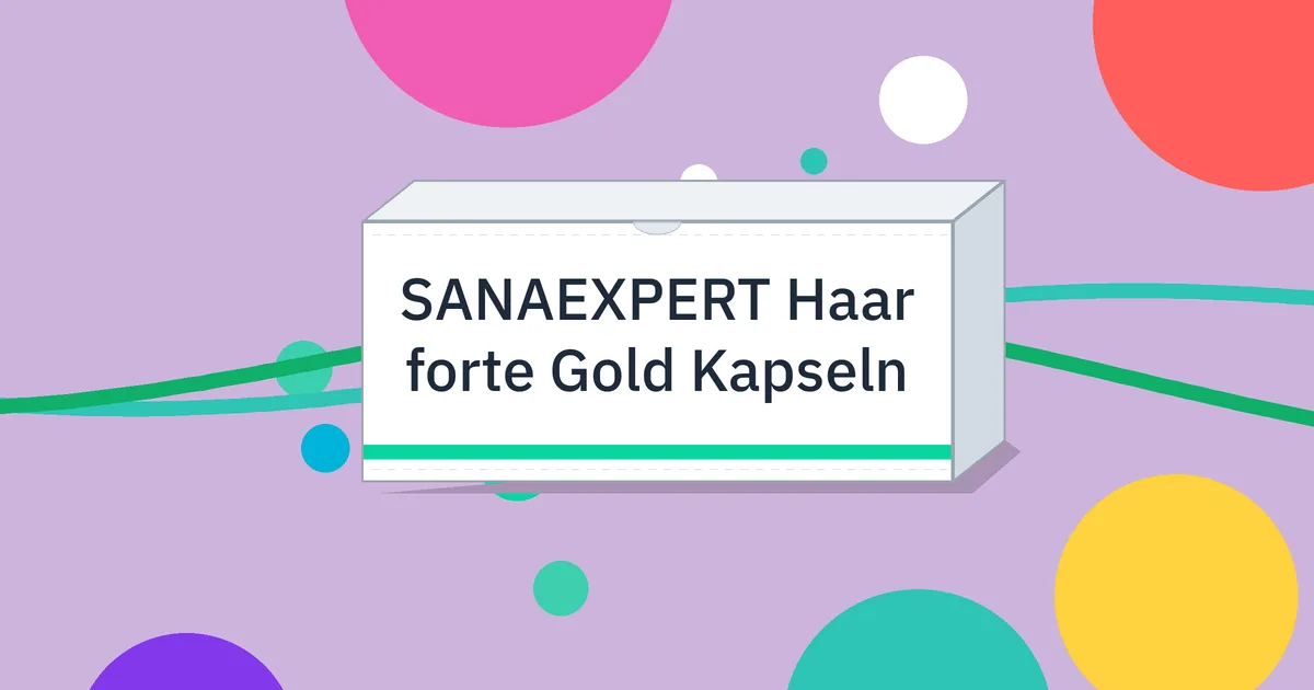 Symbolbild: Packung mit der Aufschrift SANAEXPERT Haar forte Gold Kapseln (PZN 20177545) – Verfügbarkeit und Bezug in Apotheken in Frankfurt am Main