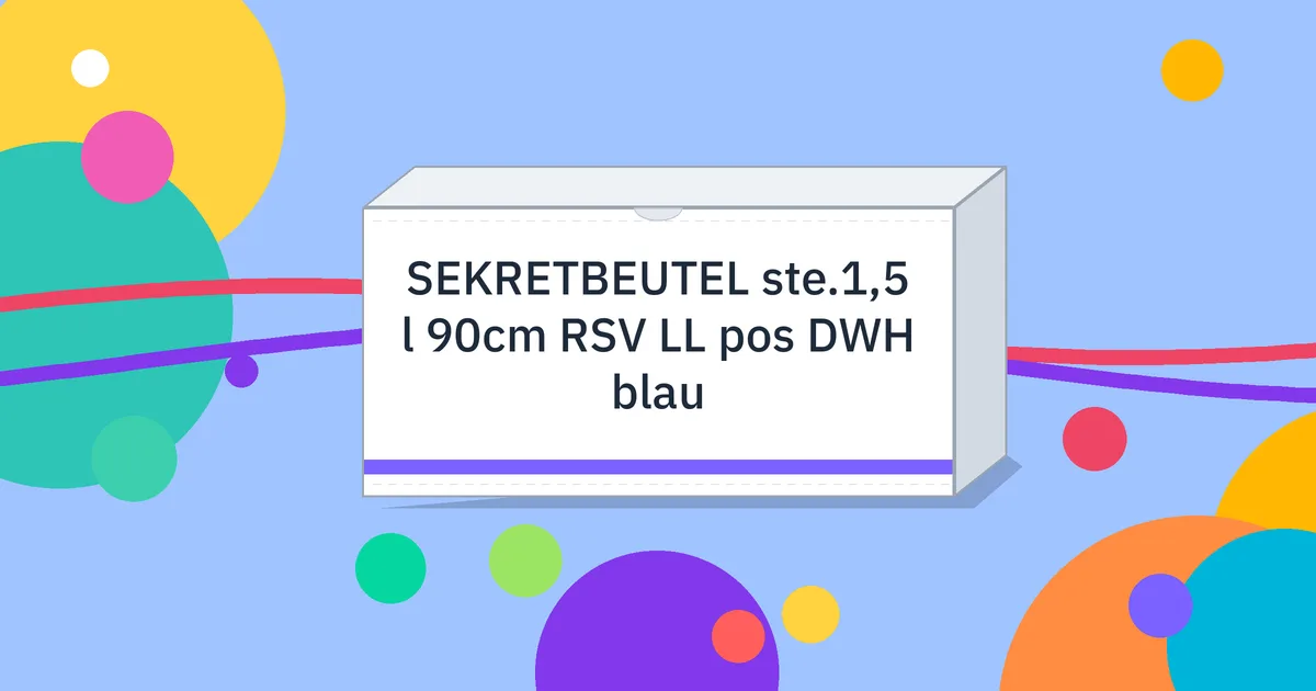 Symbolbild: Packung mit der Aufschrift SEKRETBEUTEL ste.1,5 l 90cm RSV LL pos DWH blau (PZN 17488974) – Verfügbarkeit und Bezug in Apotheken in Frankfurt am Main