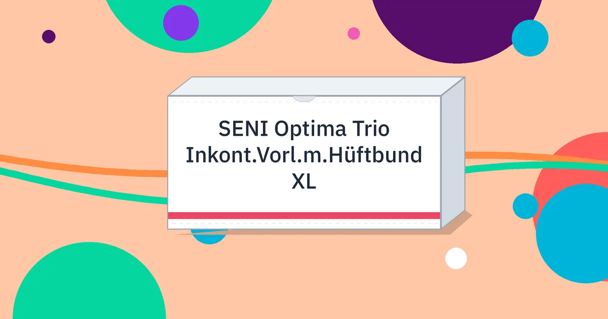 Symbolbild: Packung mit der Aufschrift SENI Optima Trio Inkont.Vorl.m.Hüftbund XL (PZN 18012759) – Verfügbarkeit und Bezug in Apotheken in Frankfurt am Main