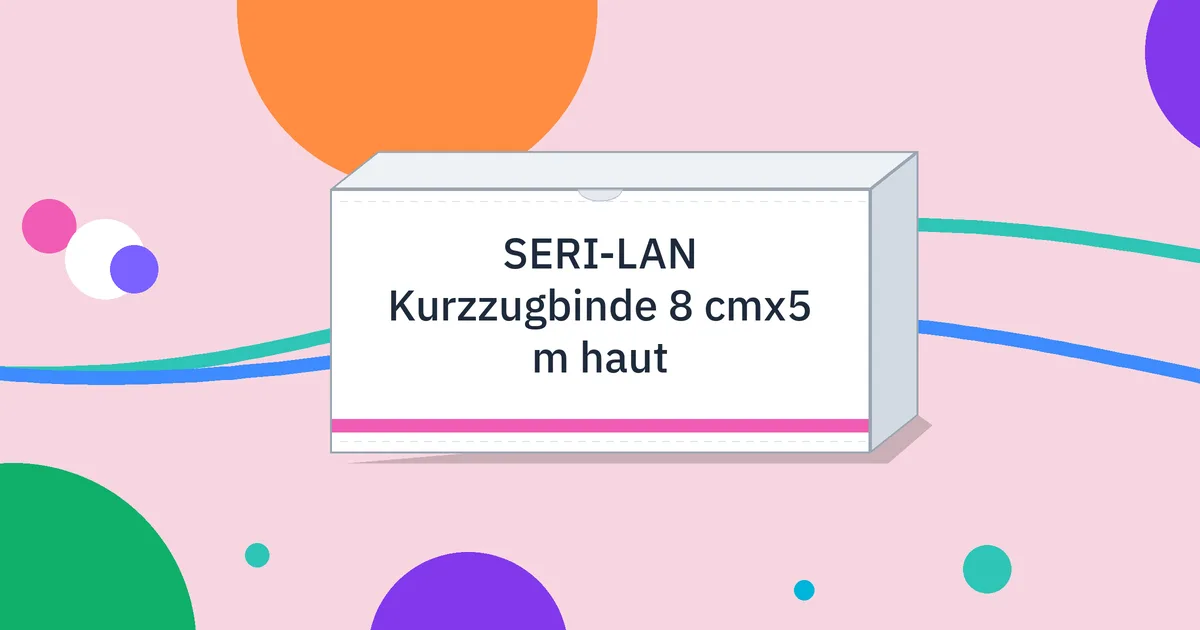 Symbolbild: Packung mit der Aufschrift SERI-LAN Kurzzugbinde 8 cmx5 m haut (PZN 14444775) – Verfügbarkeit und Bezug in Apotheken in Frankfurt am Main