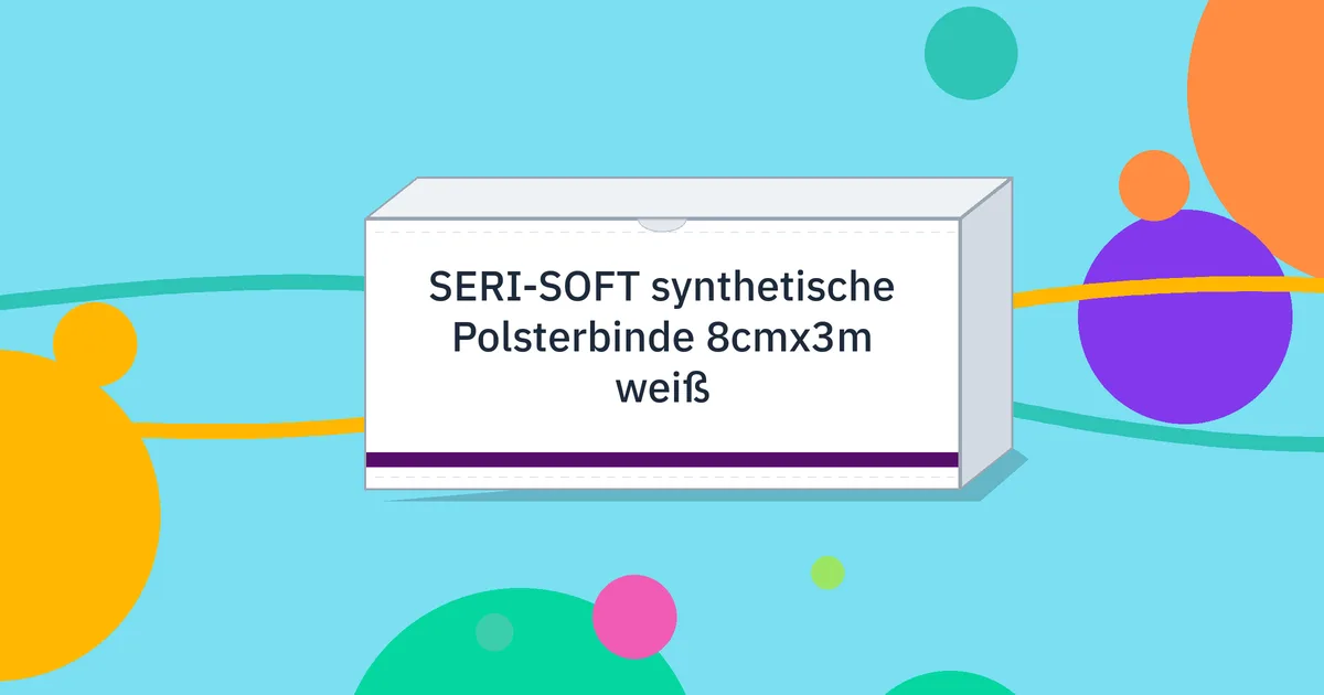 Symbolbild: Packung mit der Aufschrift SERI-SOFT synthetische Polsterbinde 8cmx3m weiß (PZN 19837143) – Verfügbarkeit und Bezug in Apotheken in Frankfurt am Main
