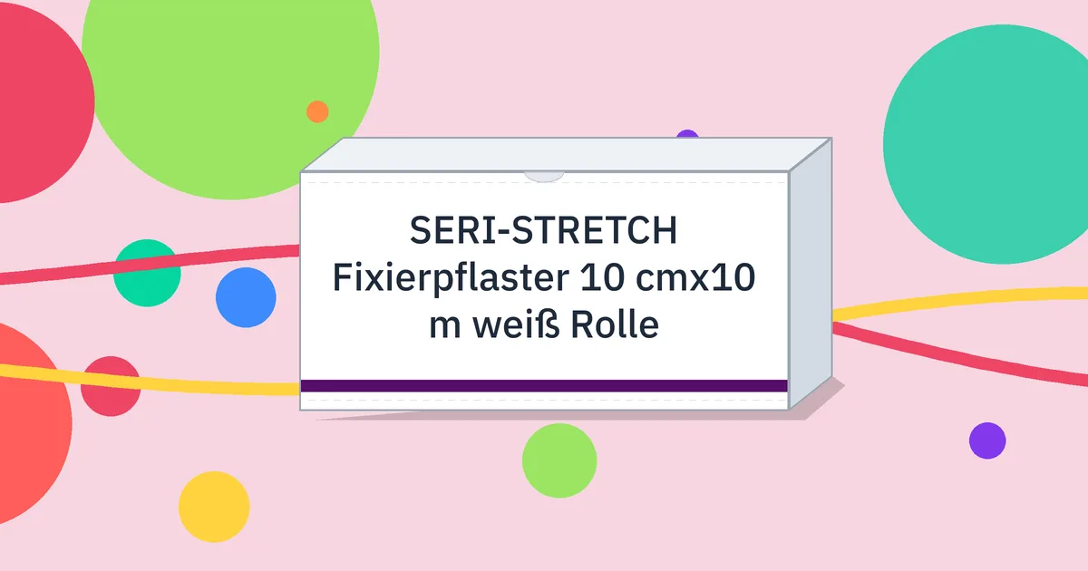 Symbolbild: Packung mit der Aufschrift SERI-STRETCH Fixierpflaster 10 cmx10 m weiß Rolle (PZN 14444812) – Verfügbarkeit und Bezug in Apotheken in Frankfurt am Main