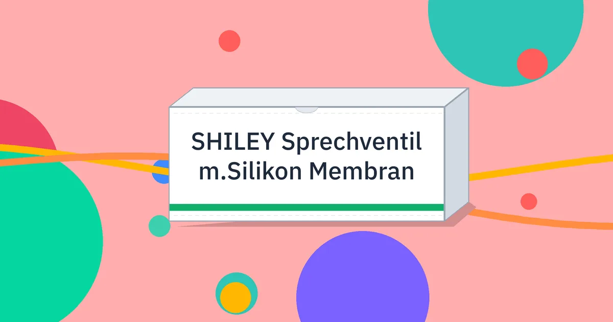 Symbolbild: Packung mit der Aufschrift SHILEY Sprechventil m.Silikon Membran (PZN 09193897) – Verfügbarkeit und Bezug in Apotheken in Frankfurt am Main
