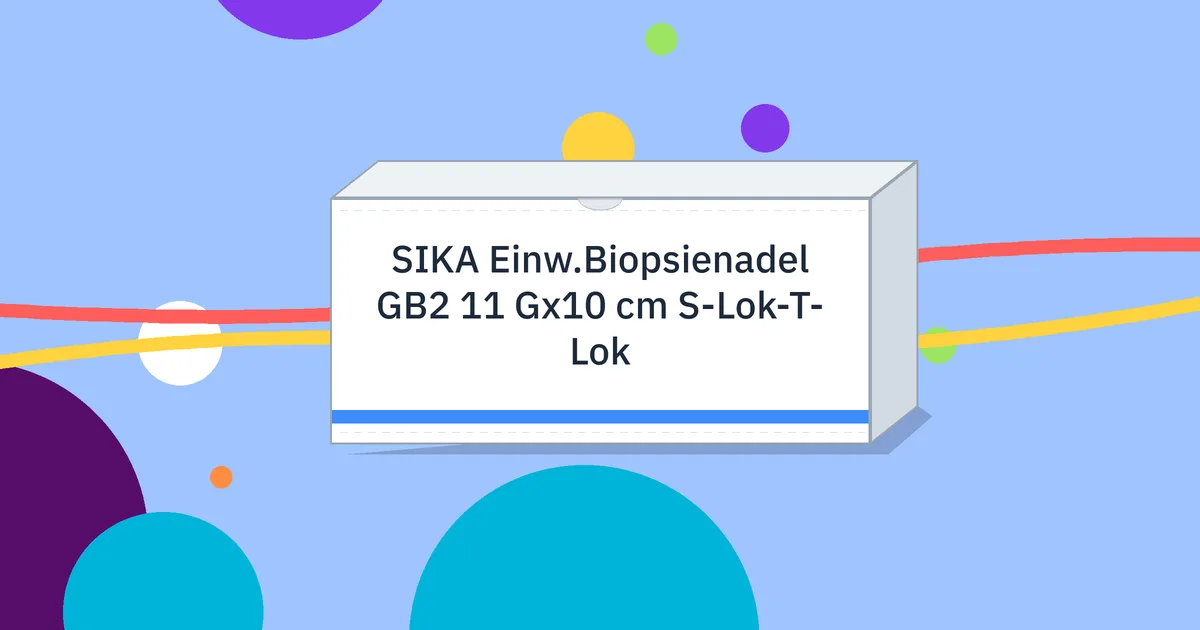 Symbolbild: Packung mit der Aufschrift SIKA Einw.Biopsienadel GB2 11 Gx10 cm S-Lok-T-Lok (PZN 20283454) – Verfügbarkeit und Bezug in Apotheken in Frankfurt am Main