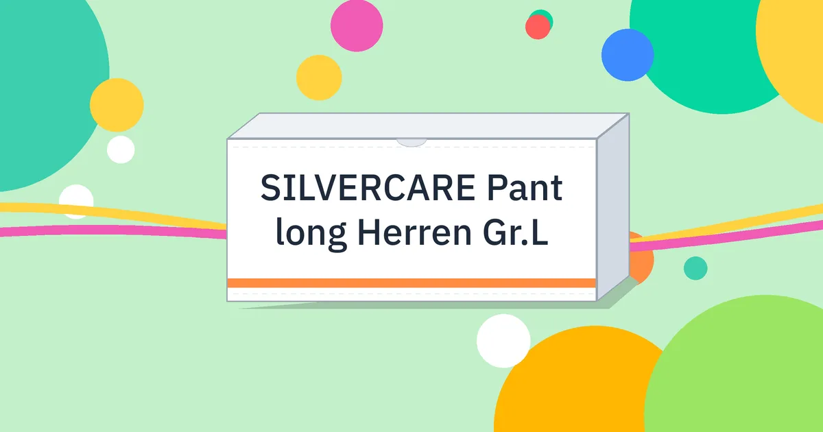 Symbolbild: Packung mit der Aufschrift SILVERCARE Pant long Herren Gr.L (PZN 01110759) – Verfügbarkeit und Bezug in Apotheken in Frankfurt am Main