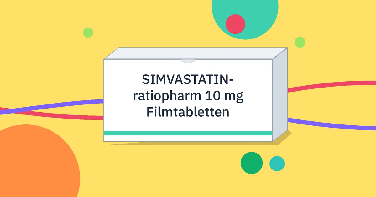 Symbolbild: Packung mit der Aufschrift SIMVASTATIN-ratiopharm 10 mg Filmtabletten (PZN 03508584) – Verfügbarkeit und Bezug in Apotheken in Frankfurt am Main