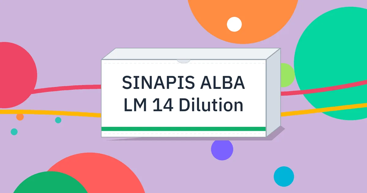 Symbolbild: Packung mit der Aufschrift SINAPIS ALBA LM 14 Dilution (PZN 13190634) – Verfügbarkeit und Bezug in Apotheken in Frankfurt am Main