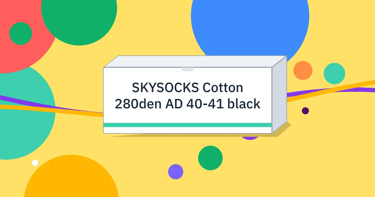 Symbolbild: Packung mit der Aufschrift SKYSOCKS Cotton 280den AD 40-41 black (PZN 18664114) – Verfügbarkeit und Bezug in Apotheken in Frankfurt am Main
