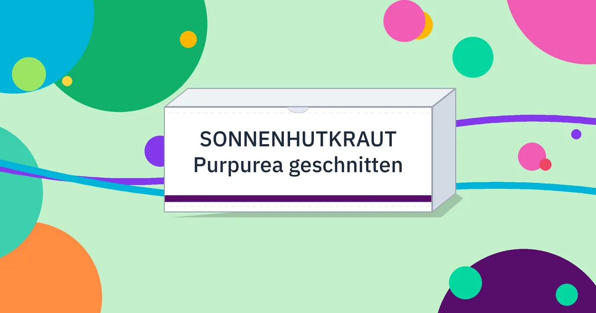 Symbolbild: Packung mit der Aufschrift SONNENHUTKRAUT Purpurea geschnitten (PZN 14031932) – Verfügbarkeit und Bezug in Apotheken in Frankfurt am Main