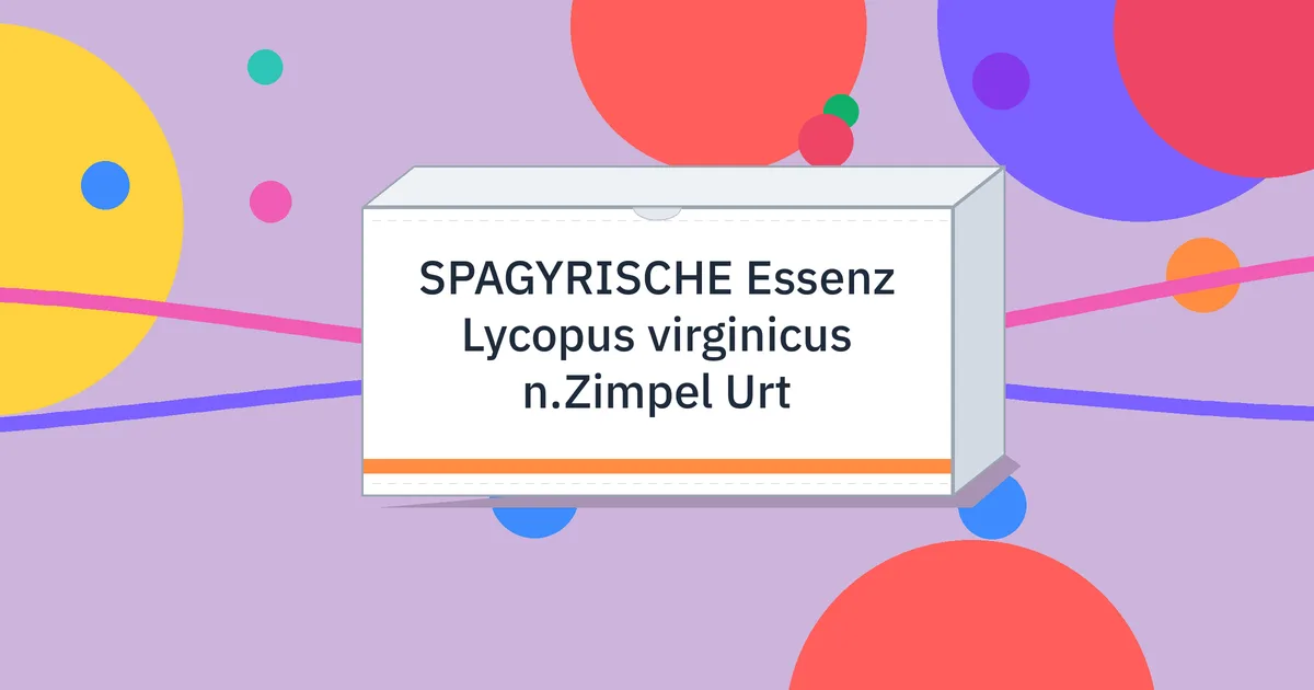 Symbolbild: Packung mit der Aufschrift SPAGYRISCHE Essenz Lycopus virginicus n.Zimpel Urt (PZN 12388274) – Verfügbarkeit und Bezug in Apotheken in Frankfurt am Main