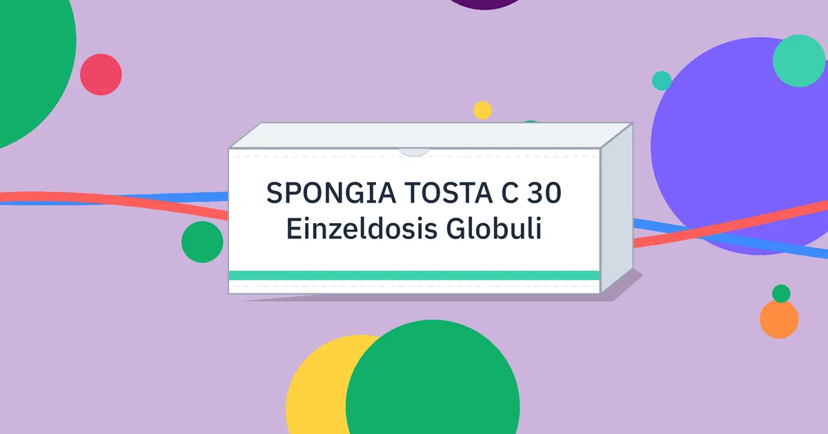 Symbolbild: Packung mit der Aufschrift SPONGIA TOSTA C 30 Einzeldosis Globuli (PZN 01543346) – Verfügbarkeit und Bezug in Apotheken in Frankfurt am Main